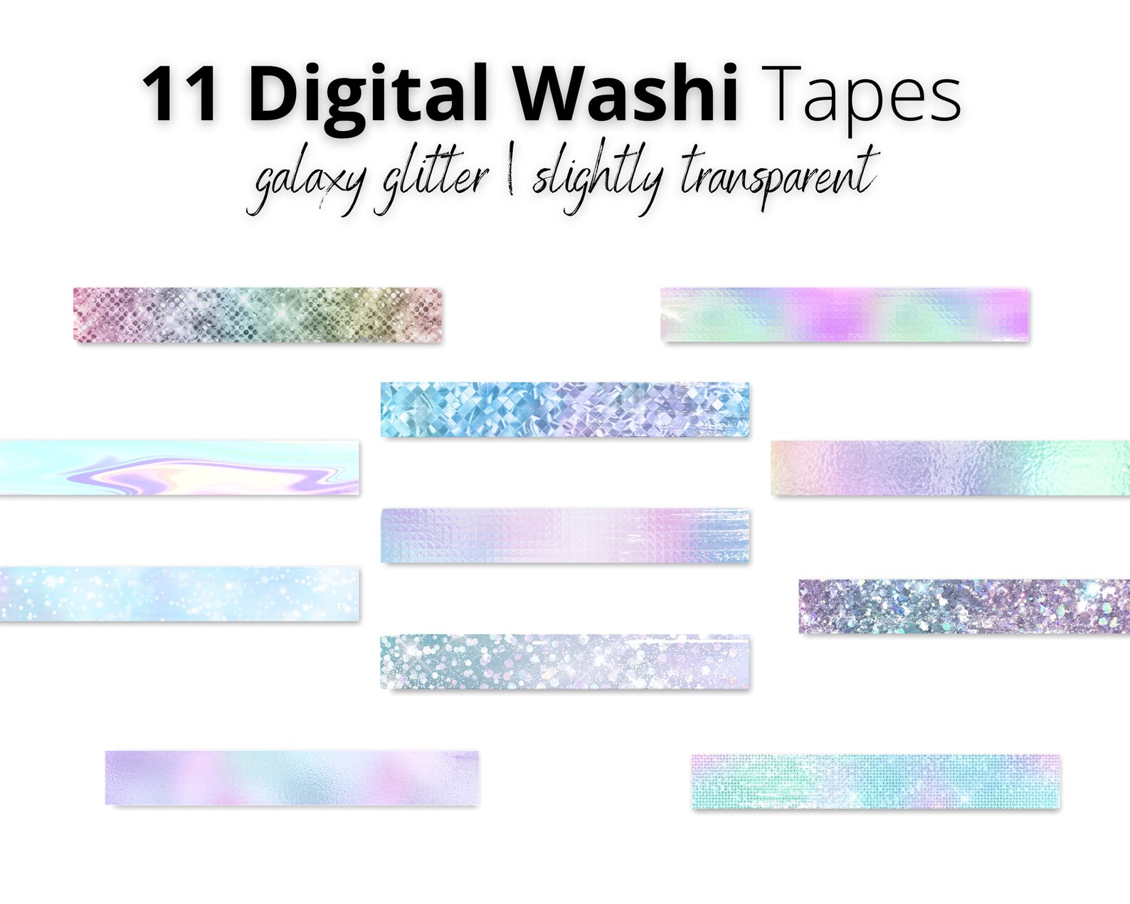 Digital Washi Tape Stickers | Galaxy Glitter | for Goodnotes ...