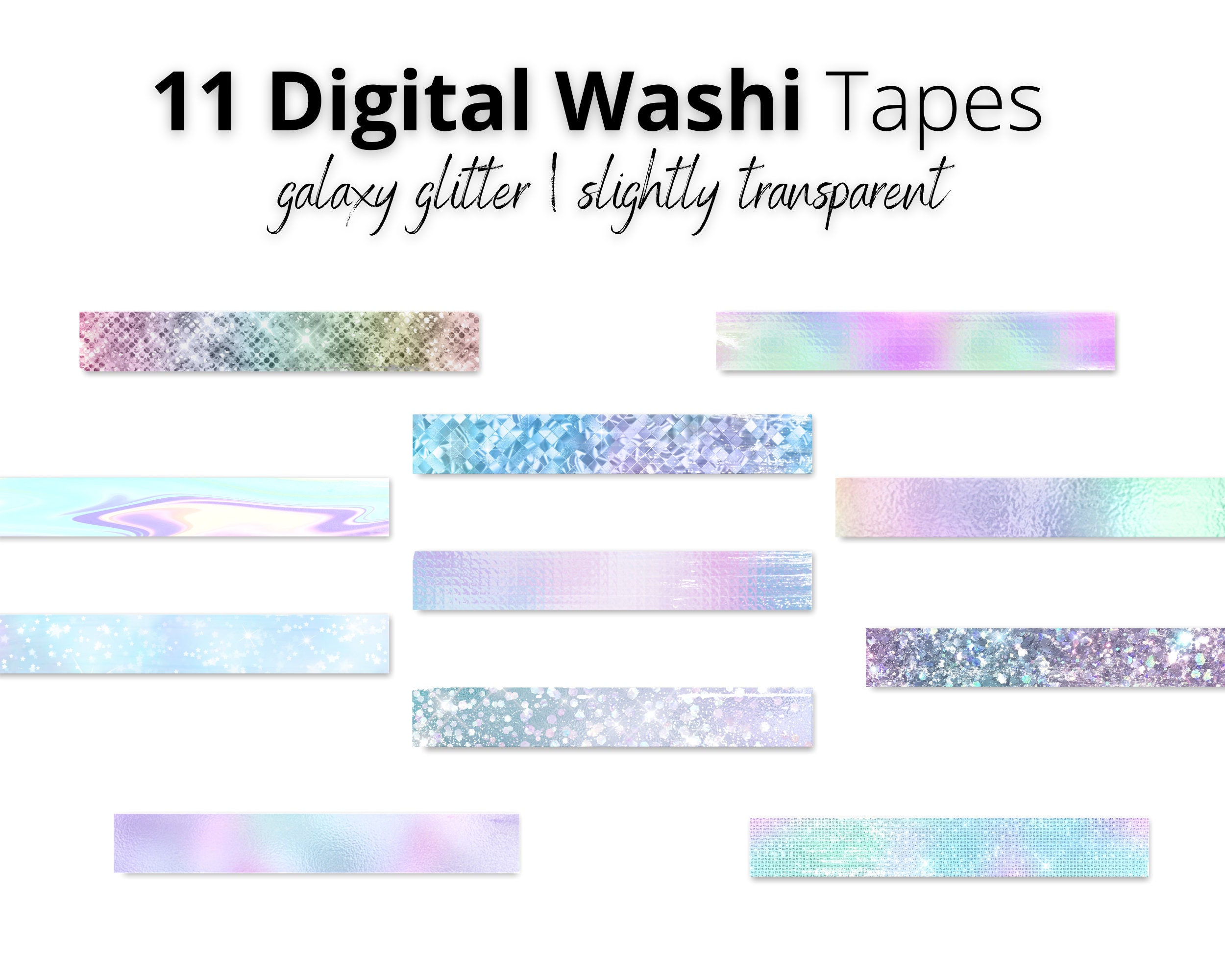 Digital Washi Tape Stickers Galaxy Glitter for Goodnotes - Etsy