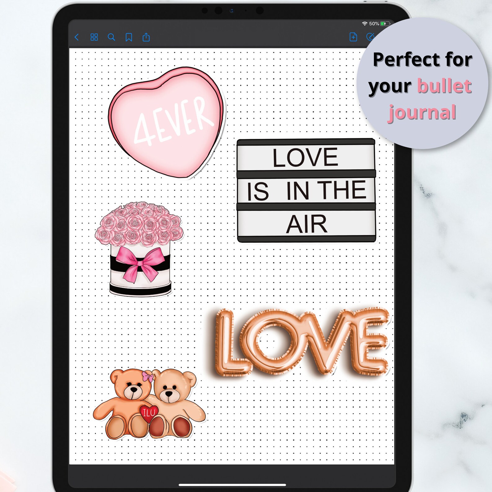 Glam Valentine's Day Digital Planner Stickers, Glitter Pink Digital ...