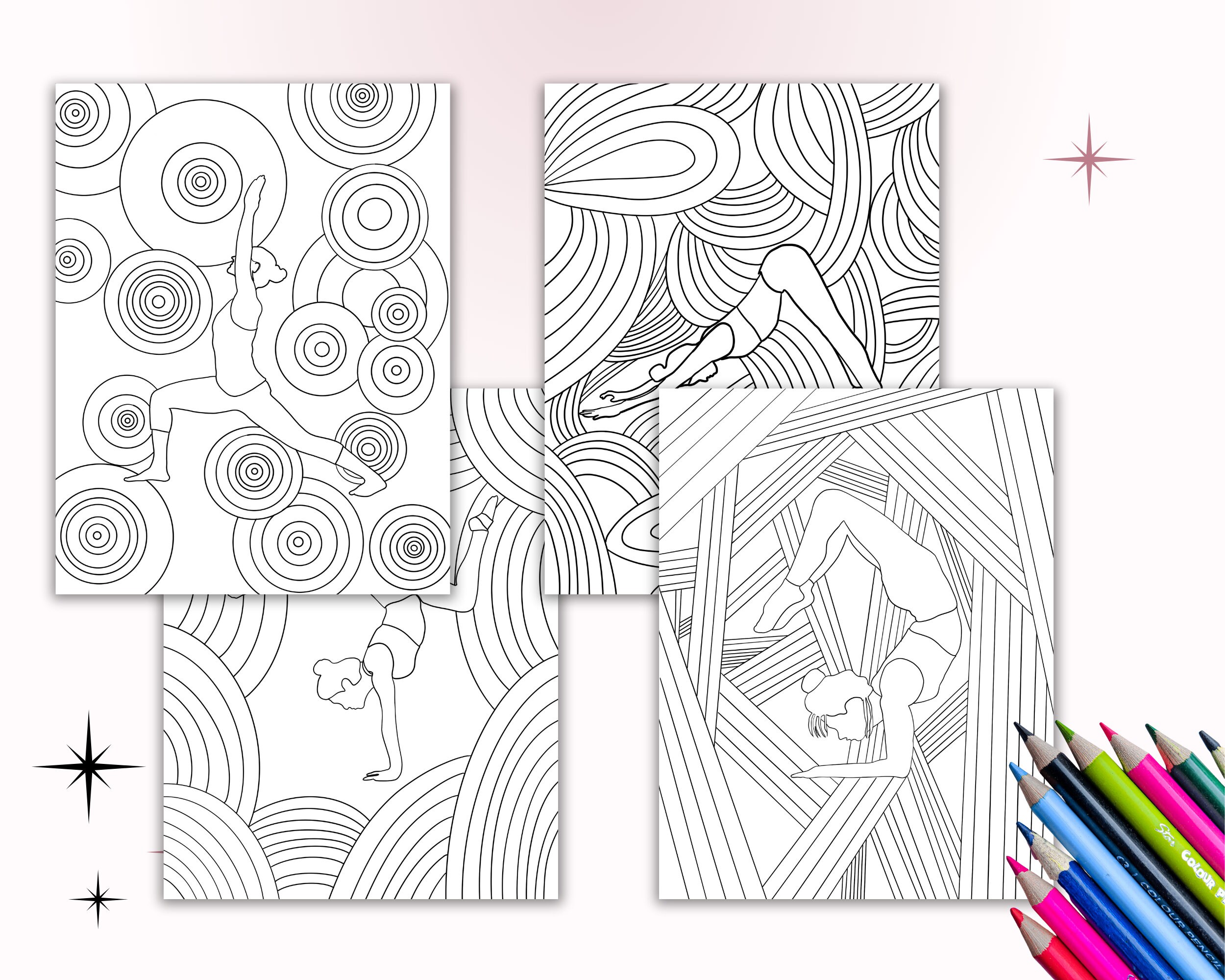 Printable Yoga Chill Coloring Book, Digital Coloring Book, Adult ...