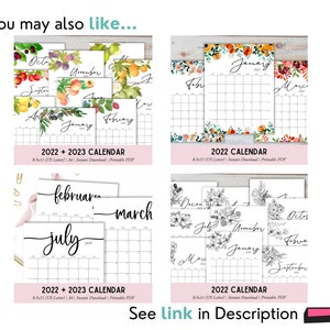 2023 Calendar Printable, Watercolor Floral Calendar 2023 2024, 2 Year ...
