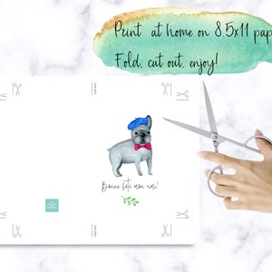 Printable French Bulldog Birthday Card | Dog Pun Card | Bonne Fete ...