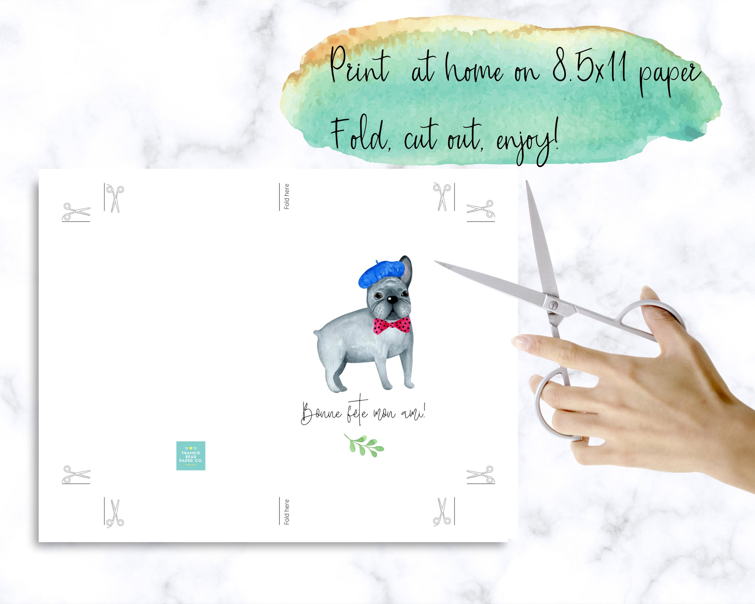 Printable French Bulldog Birthday Card | Dog Pun Card | Bonne Fete ...