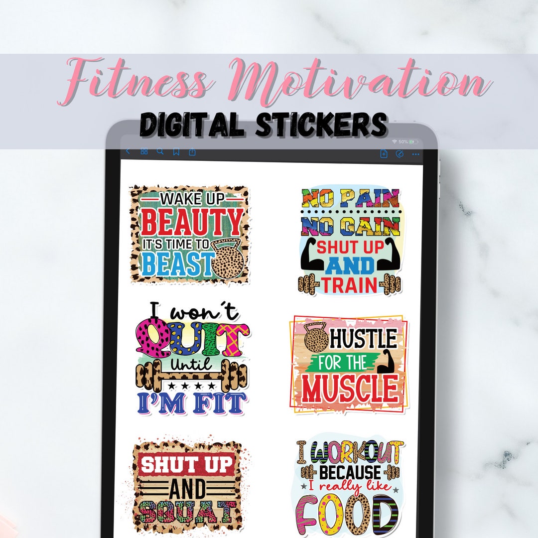 Fitness Motivational Digital Stickers, Workout Digital Planner Stickers ...