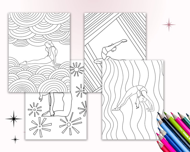 Printable Yoga Chill Coloring Book, Digital Coloring Book, Adult ...