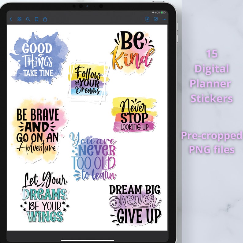 Motivational Digital Stickers Positive Thinking Precropped - Etsy