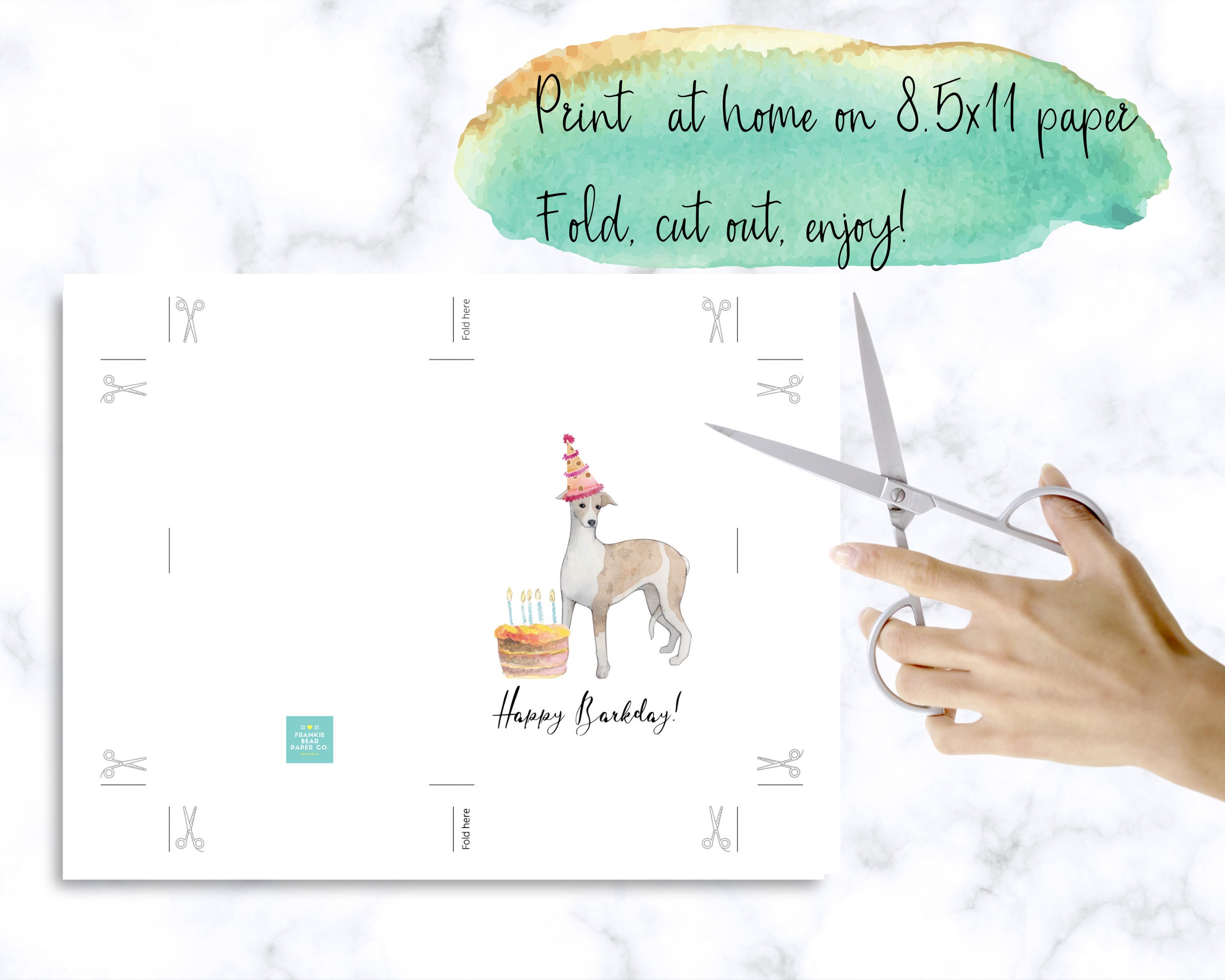 Printable Whippet Birthday Card | Dog Pun Card | Happy Barkday ...