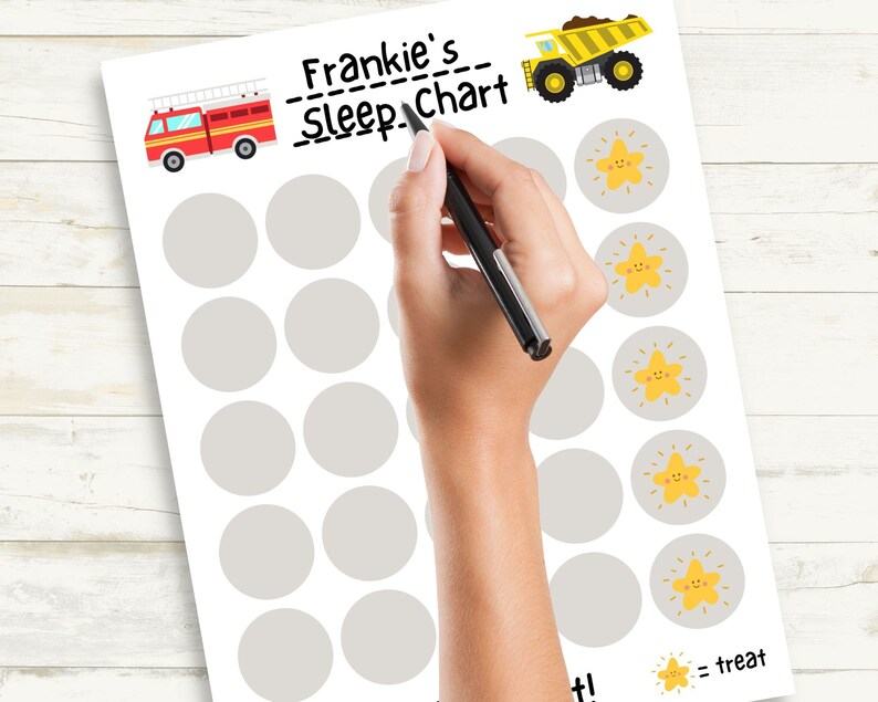Toddler Sticker Reward Chart for Boys, Fire Truck, Construction ...