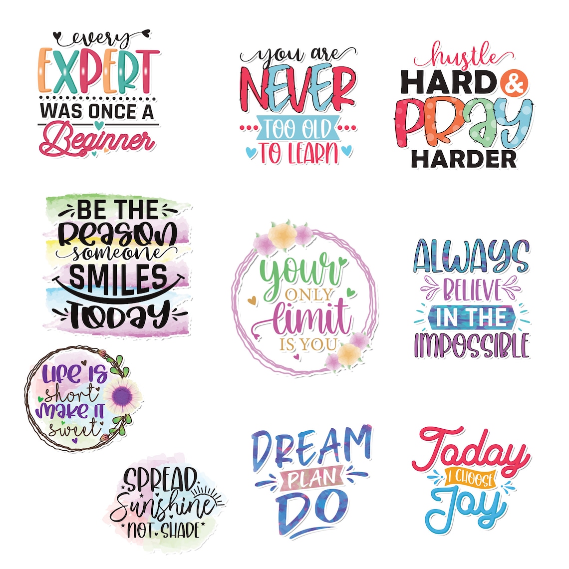 Motivational Quotes Digital Stickers Positive Thinking | Etsy