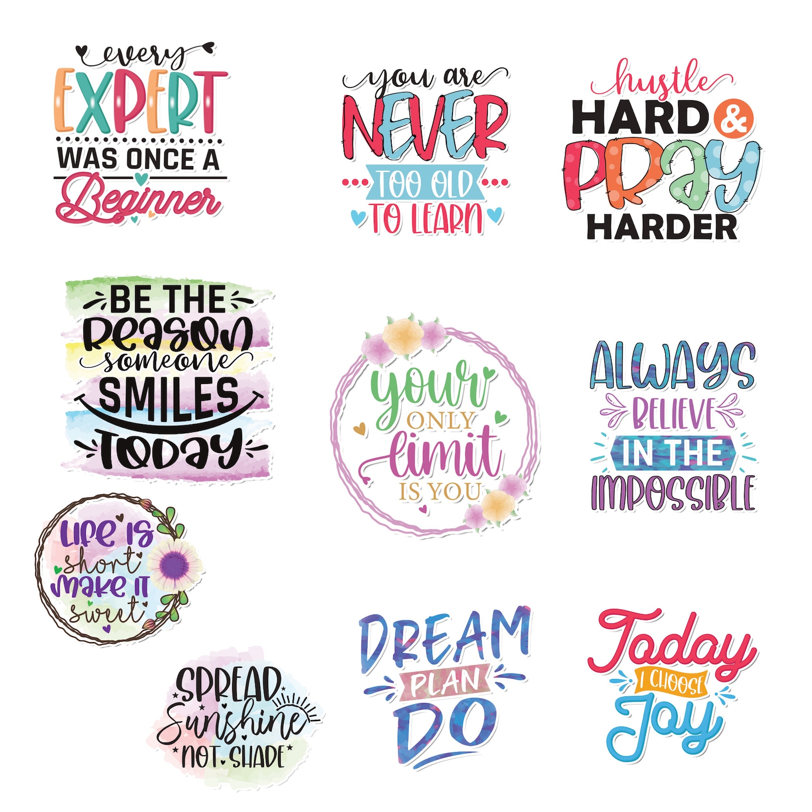 Motivational Quotes Digital Stickers Positive Thinking - Etsy