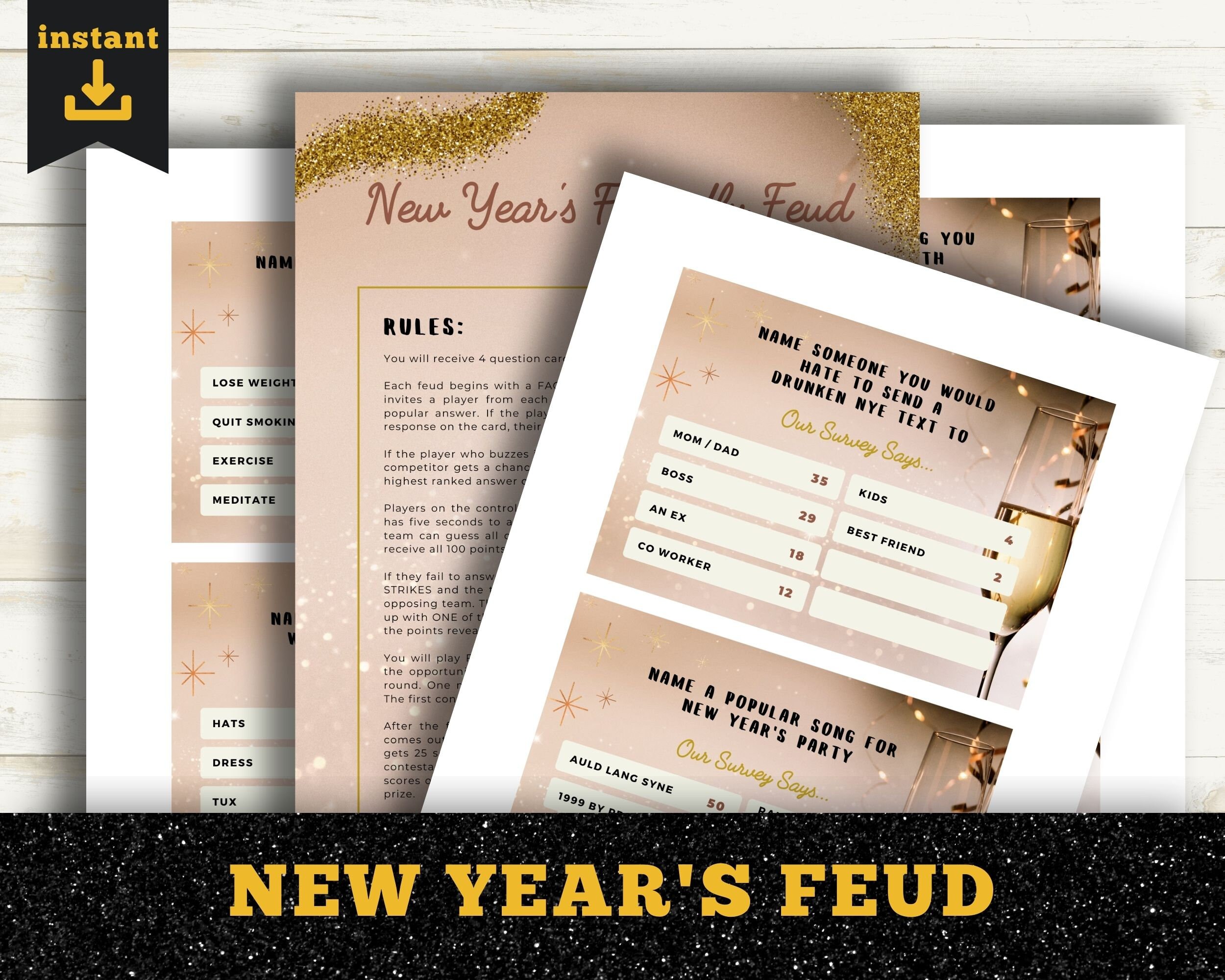 Printable Family Feud New Years Game, Family Feud Game, New Years ...