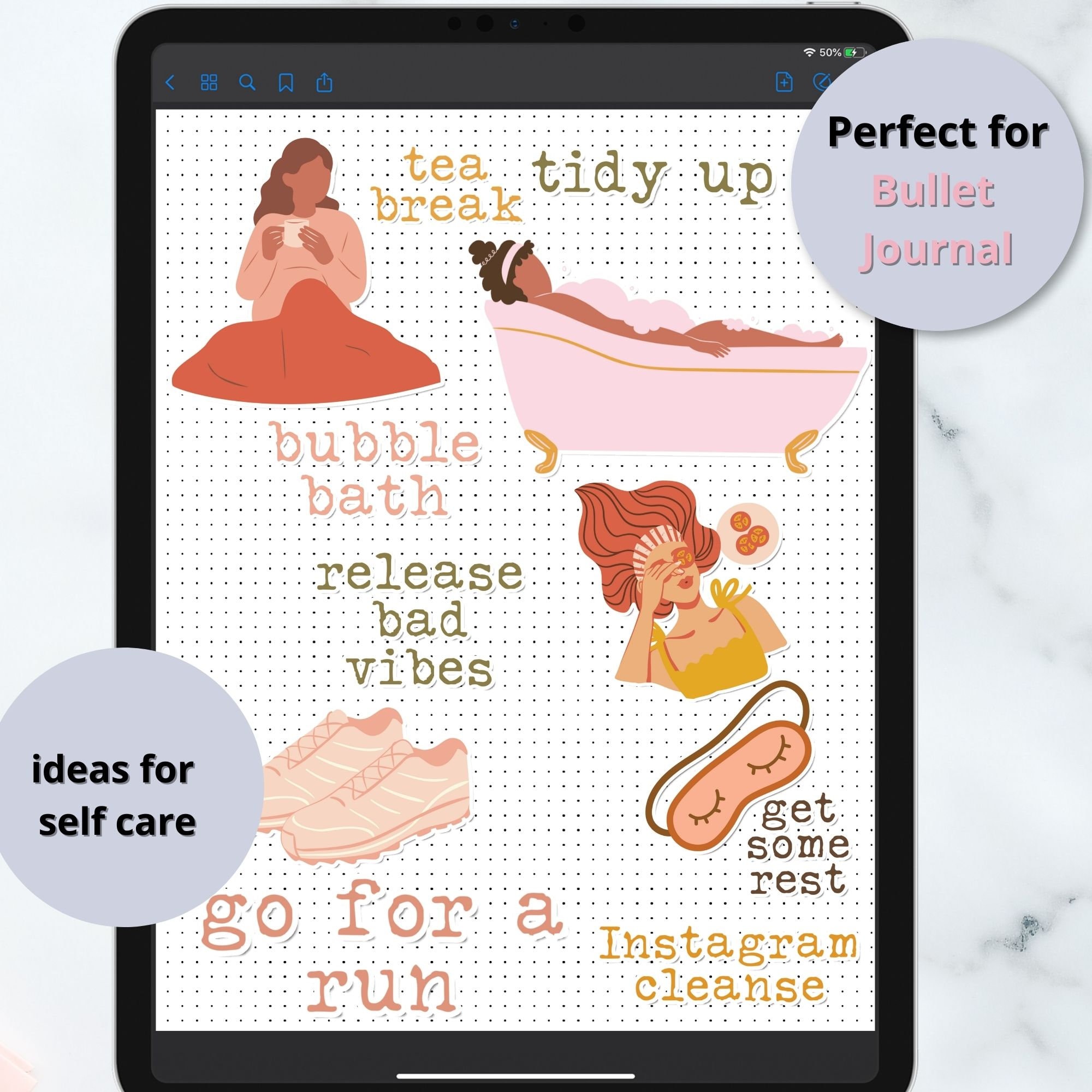 Self Care Digital Stickers, Self Love, Boho, Mental Health Goodnotes ...