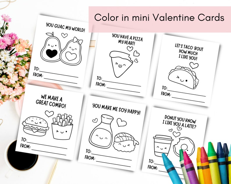 Printable Toddler Valentine Cards, Black and White, Color in Valentine ...