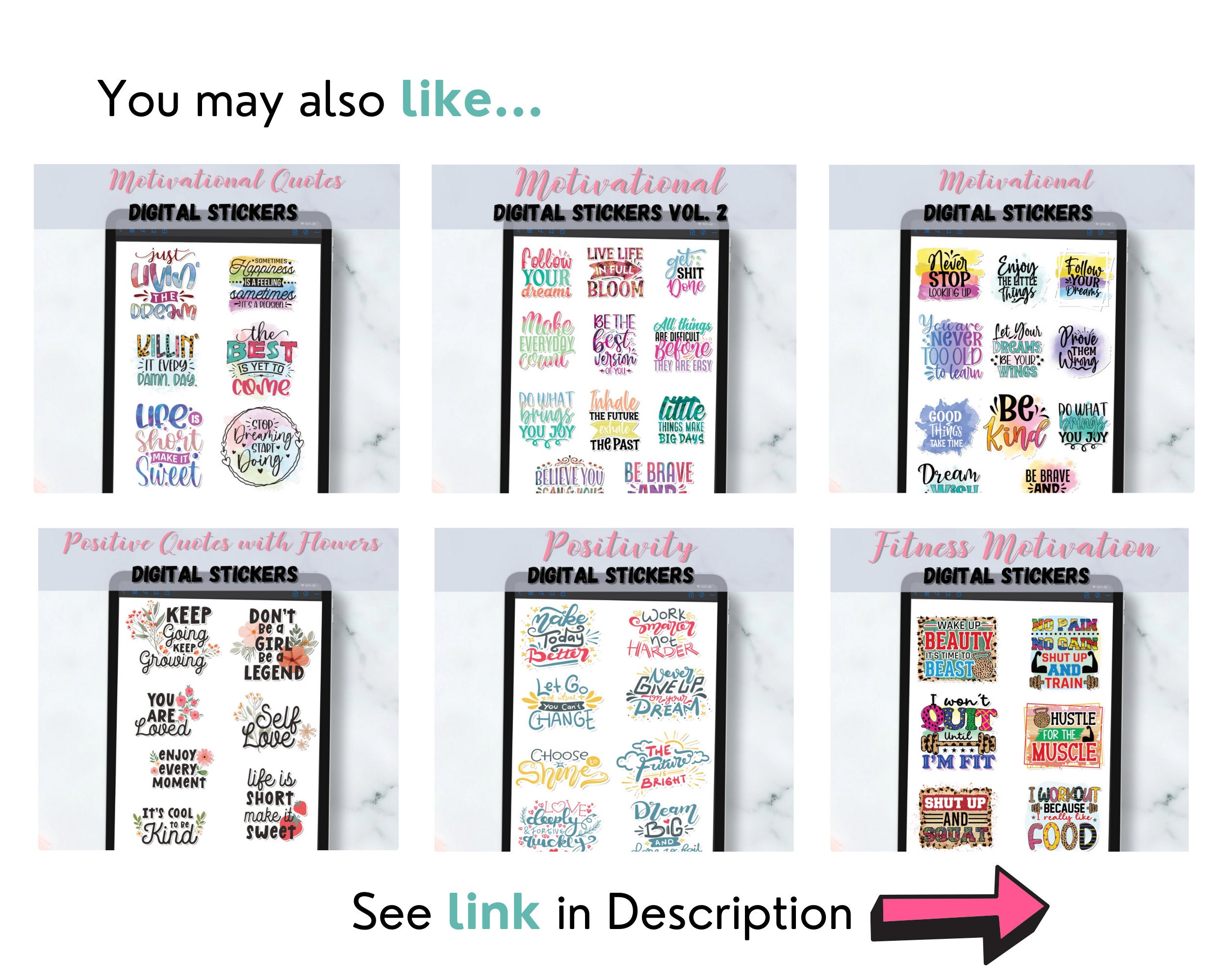 Motivational Digital Stickers Vol 2, Positive Thinking, Precropped ...