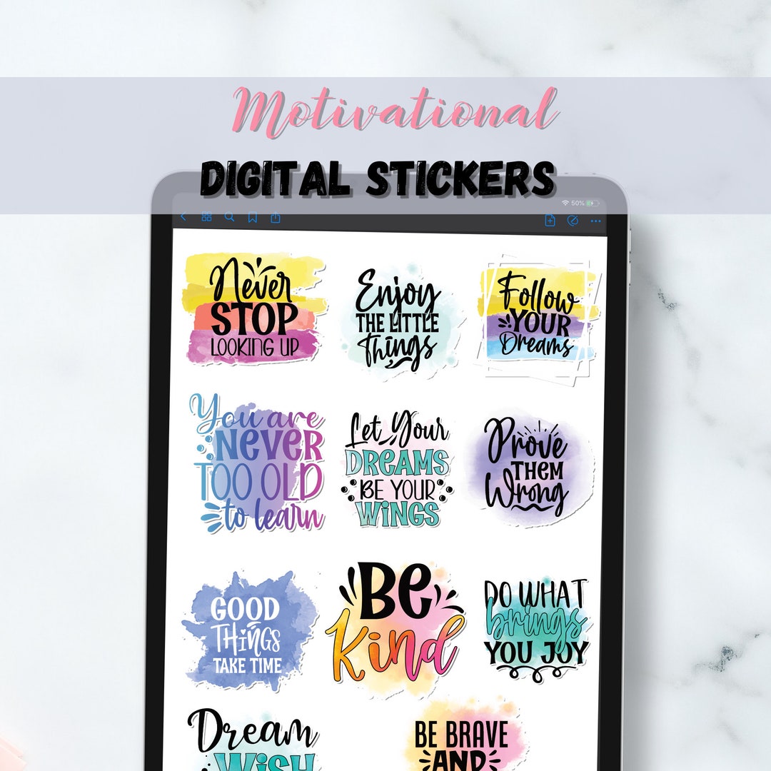 Motivational Digital Stickers, Positive Thinking, Precropped Digital ...