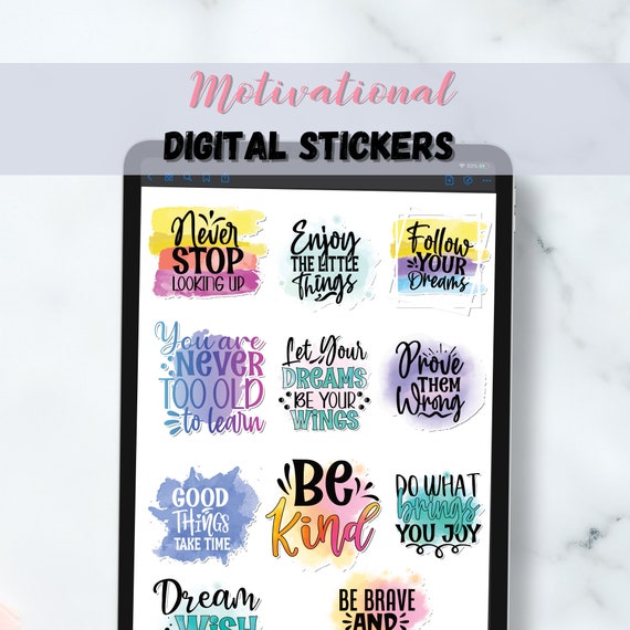 Motivational Digital Stickers Positive Thinking Precropped - Etsy