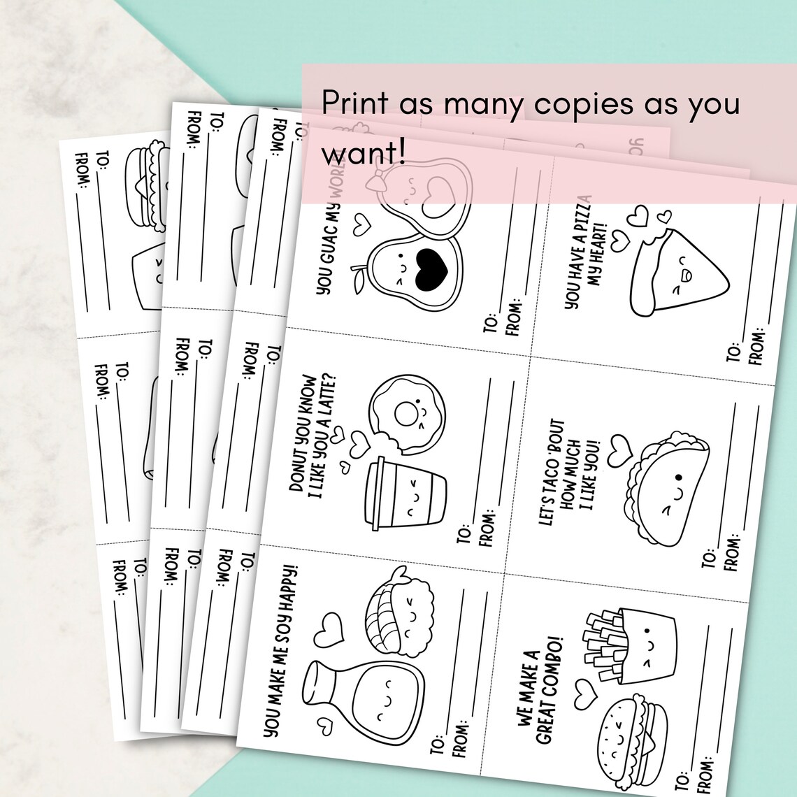 Printable Toddler Valentine Cards, Black and White, Color in Valentine ...