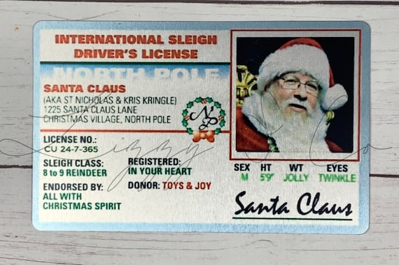Santa License Digital File Sublimationprintable Front Only - Etsy