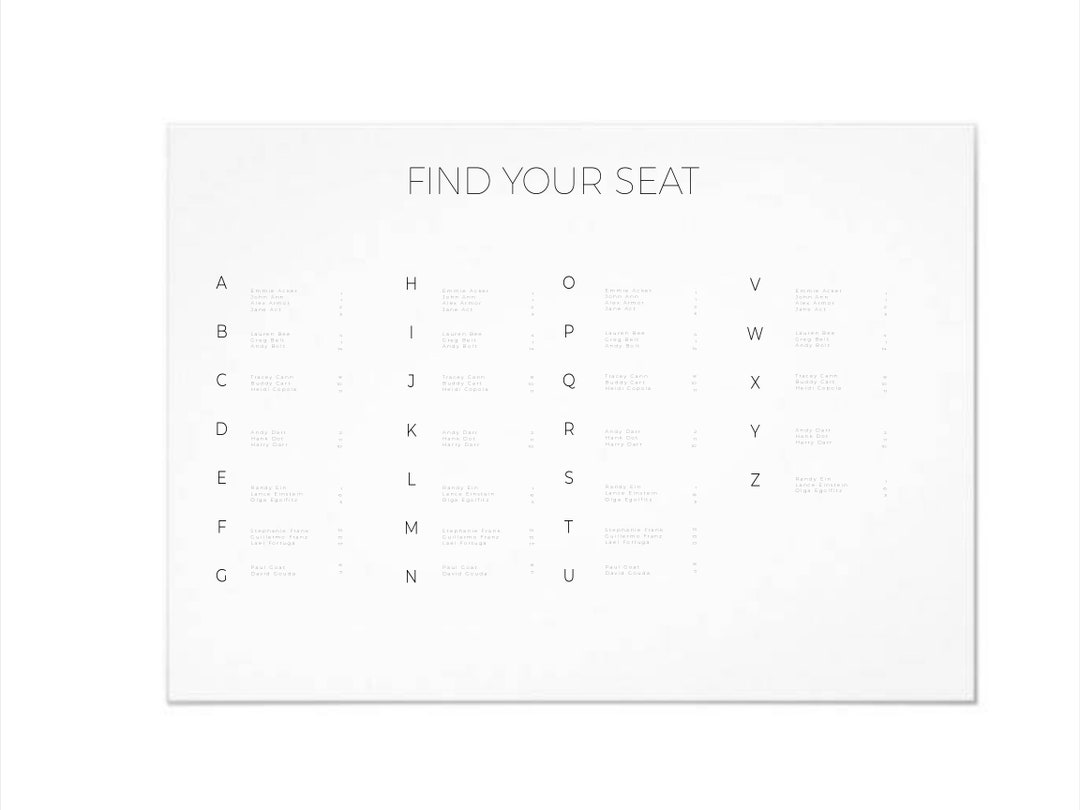 Simple Seating Chart | Modern Seating Chart | Modern Wedding Seating ...