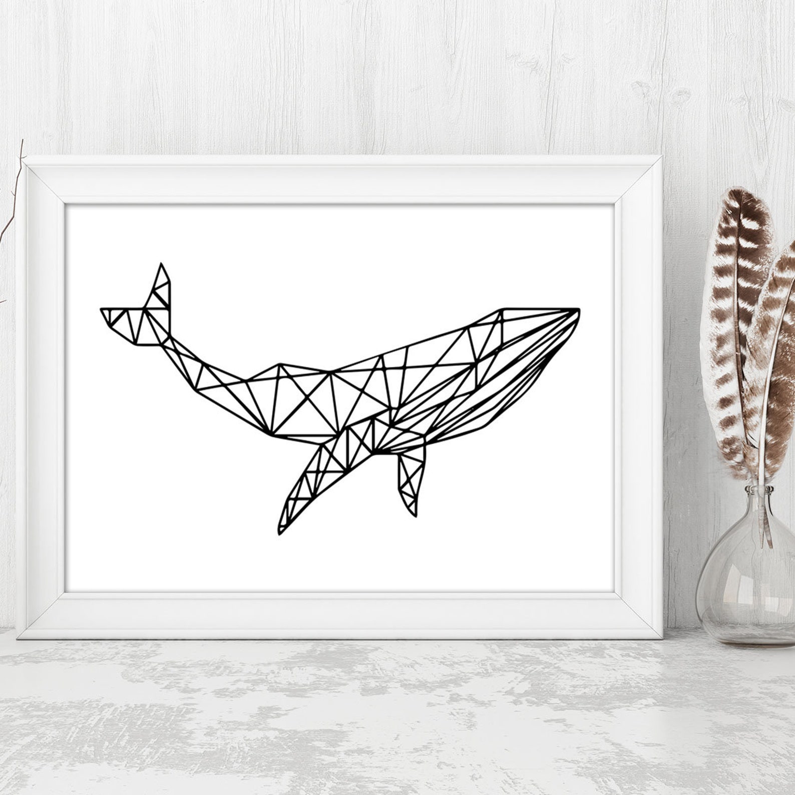 Whale, Geometric Whale, Whale Wall Art, Whale Decor, Whale Outlines ...