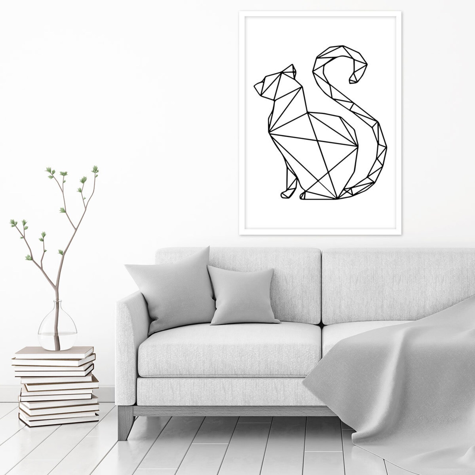 Cat Geometric Cat Cat Wall Art Cat Decor Cat Outlines | Etsy