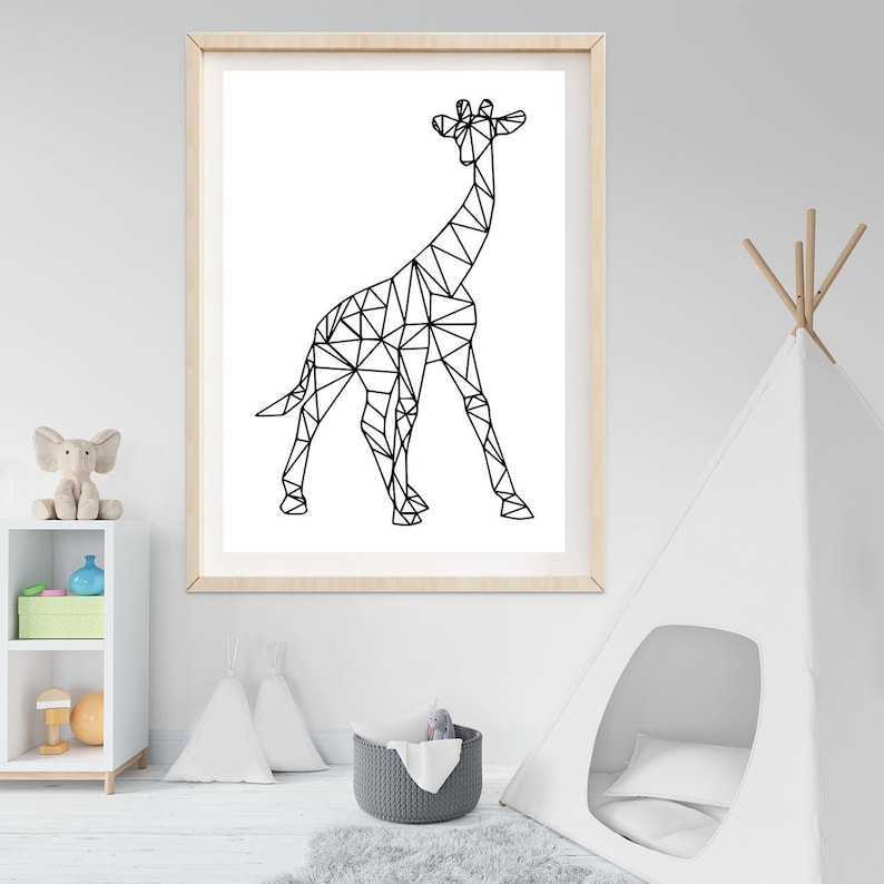 Giraffe Geometric Giraffe Giraffe Wall Art Giraffe Decor - Etsy
