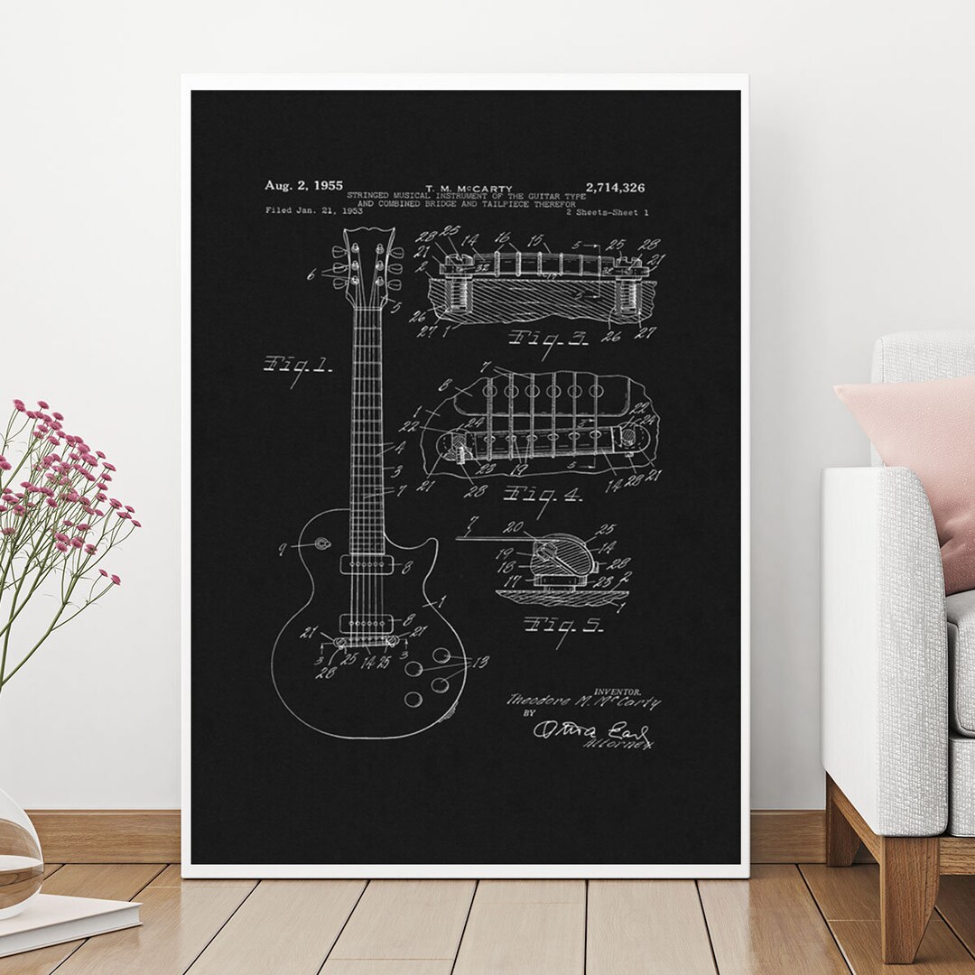 Guitar Patent, Patent Prints, Blueprint Guitar, Original Patent ...