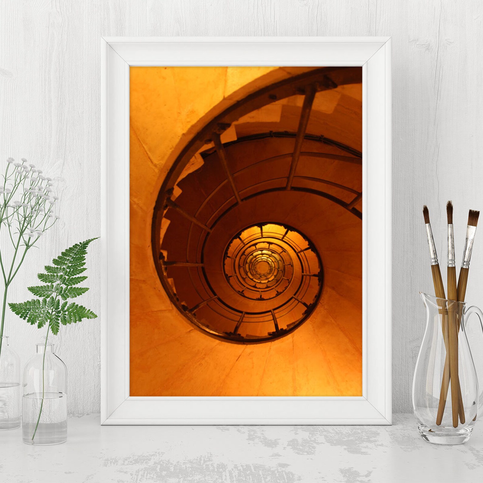 Stairs Print Spiral Stairs Staircase Poster Architecture | Etsy