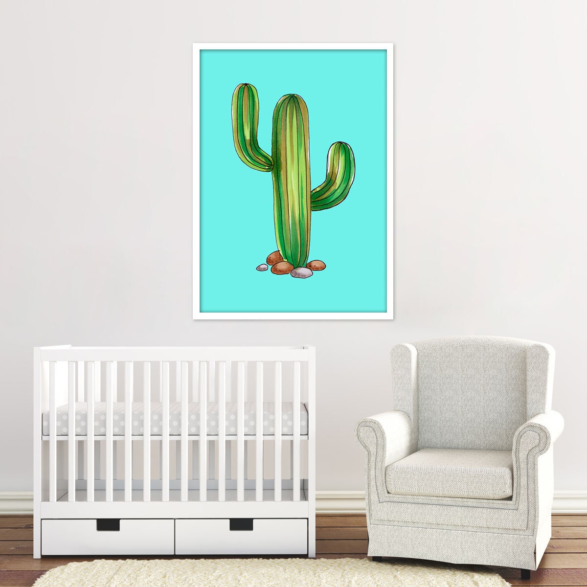 Watercolor Cactus Cactus Art Cactus Nursery Decor Wall | Etsy