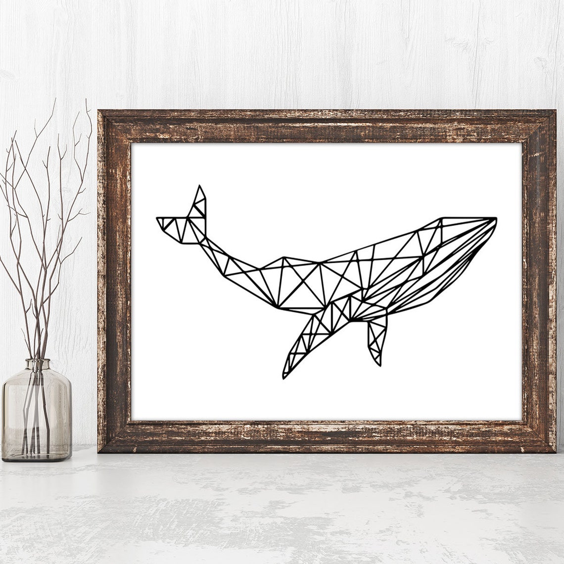 Whale, Geometric Whale, Whale Wall Art, Whale Decor, Whale Outlines ...