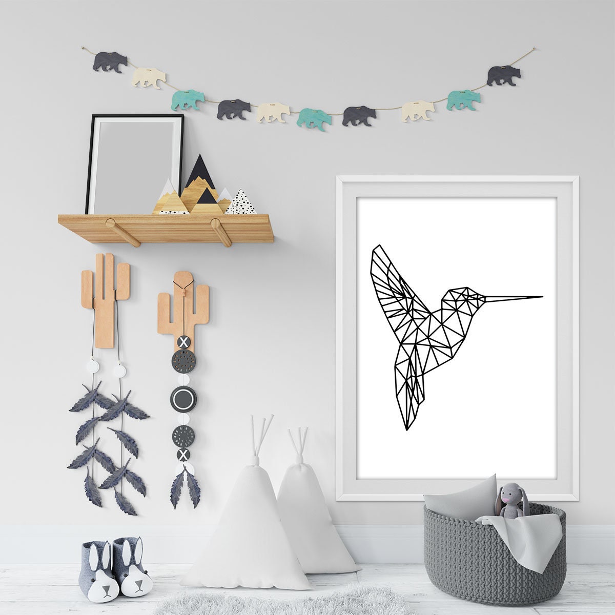 Hummingbird Geometric Hummingbird Hummingbird Wall Art | Etsy