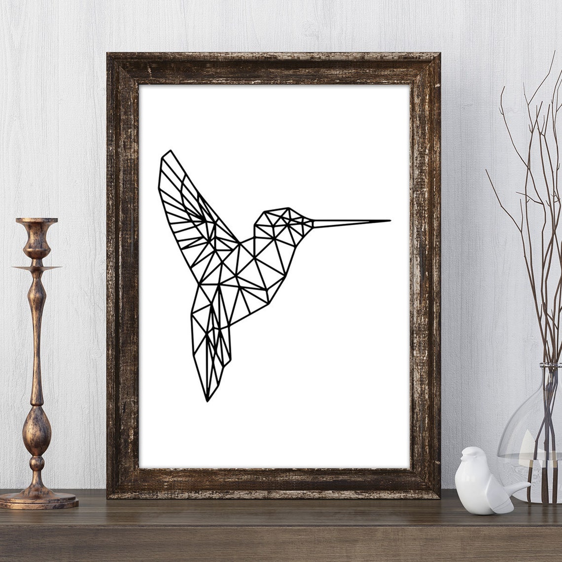 Hummingbird Geometric Hummingbird Hummingbird Wall Art | Etsy