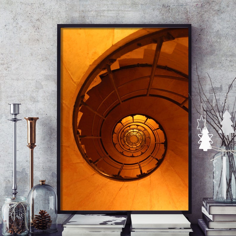 Stairs Print Spiral Stairs Staircase Poster Architecture - Etsy