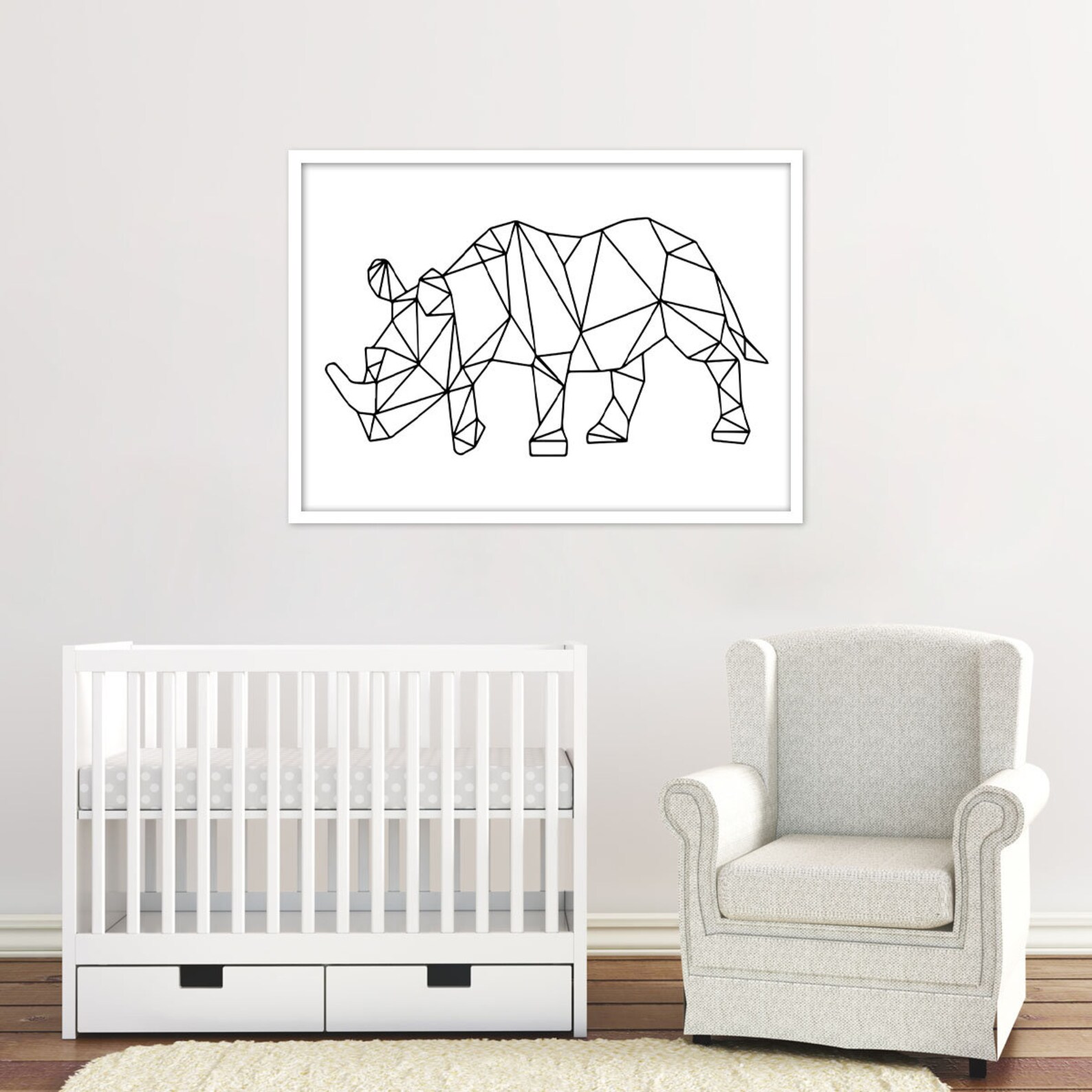 Rhino Geometric Rhino Rhino Wall Art Rhino Decor Rhino - Etsy
