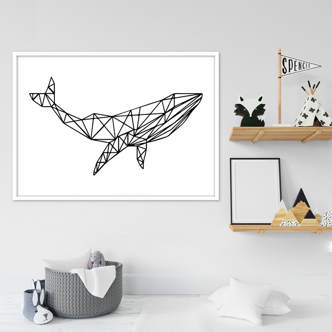 Whale, Geometric Whale, Whale Wall Art, Whale Decor, Whale Outlines ...