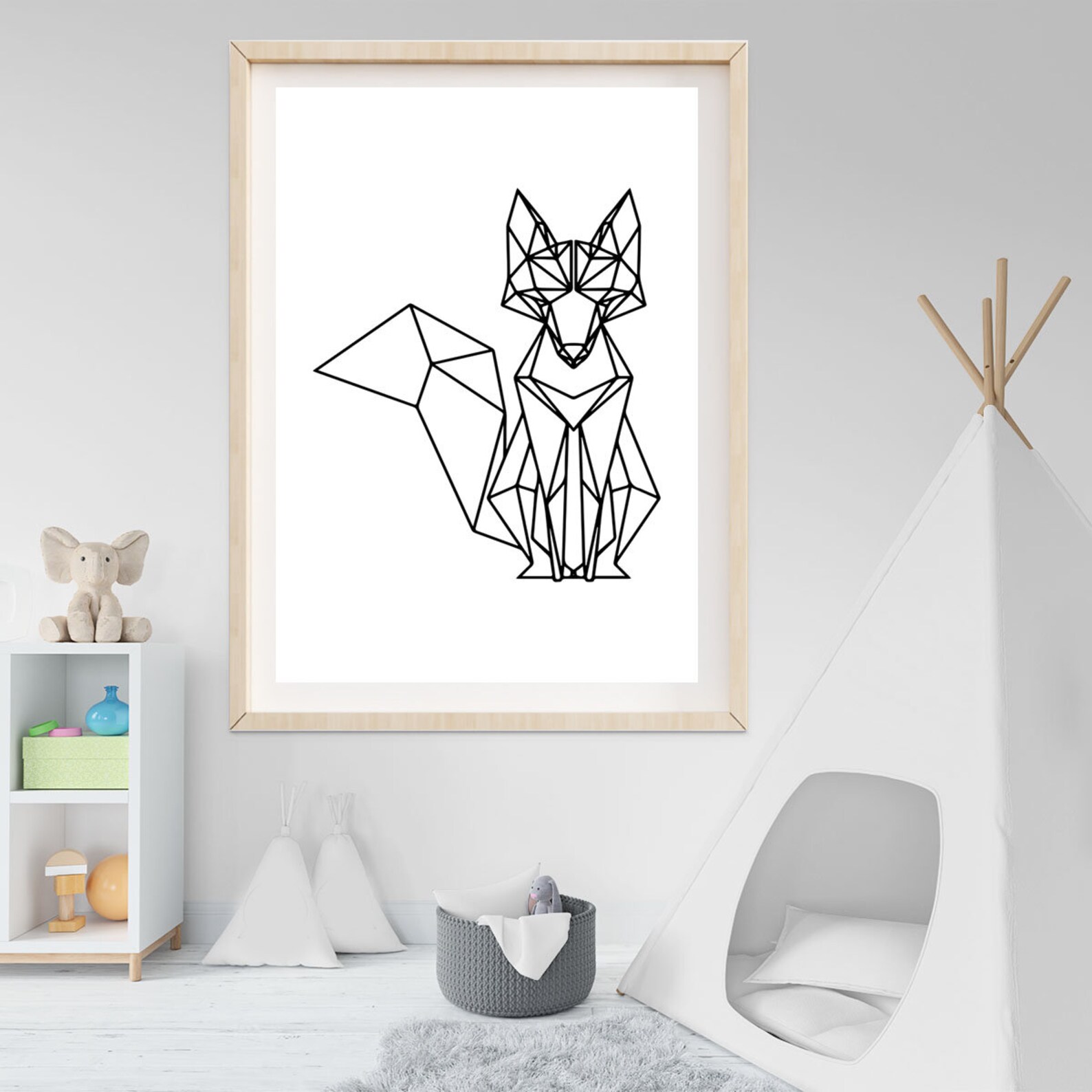 Fox Geometric Fox Fox Wall Art Fox Decor Fox Outlines | Etsy