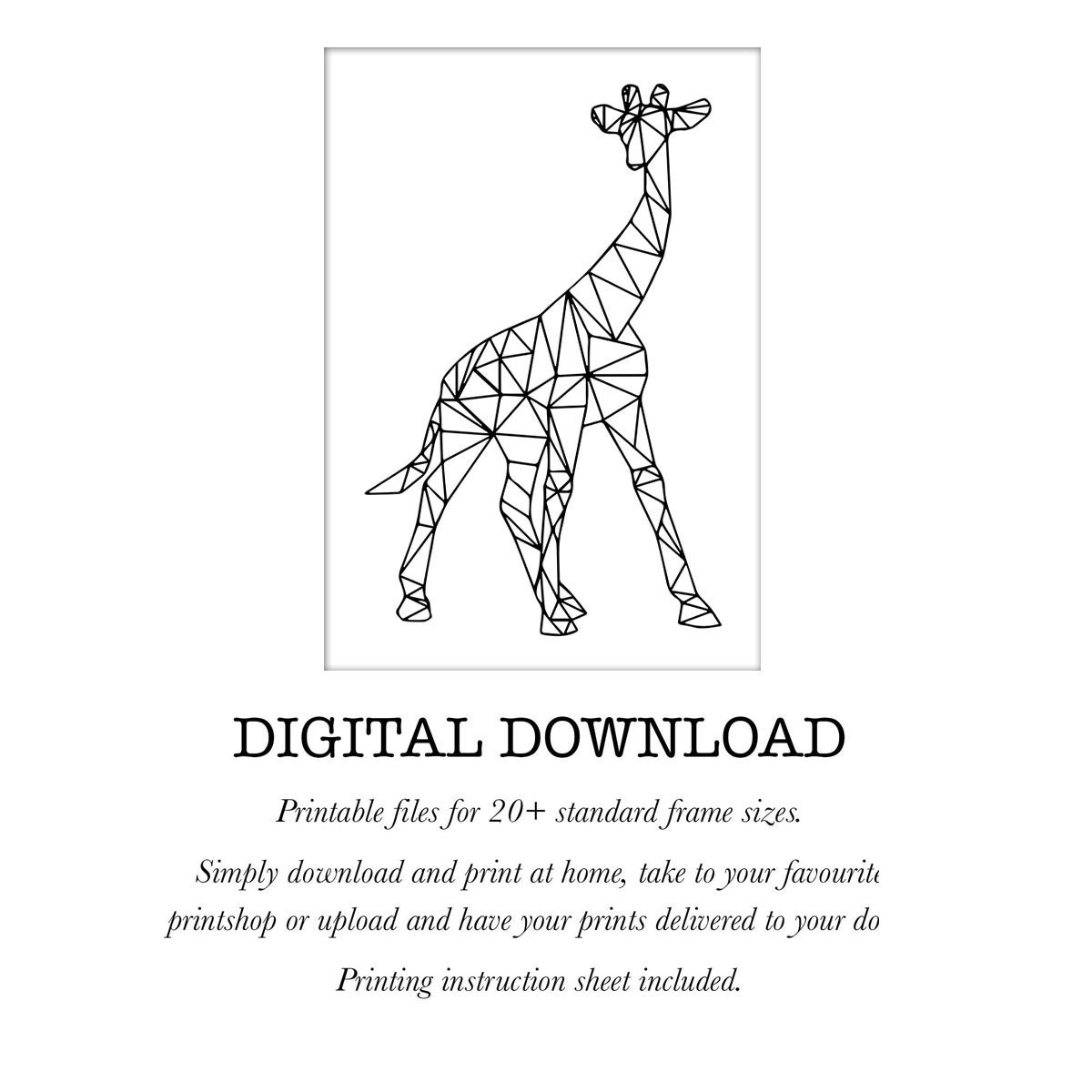 Giraffe Geometric Giraffe Giraffe Wall Art Giraffe Decor | Etsy