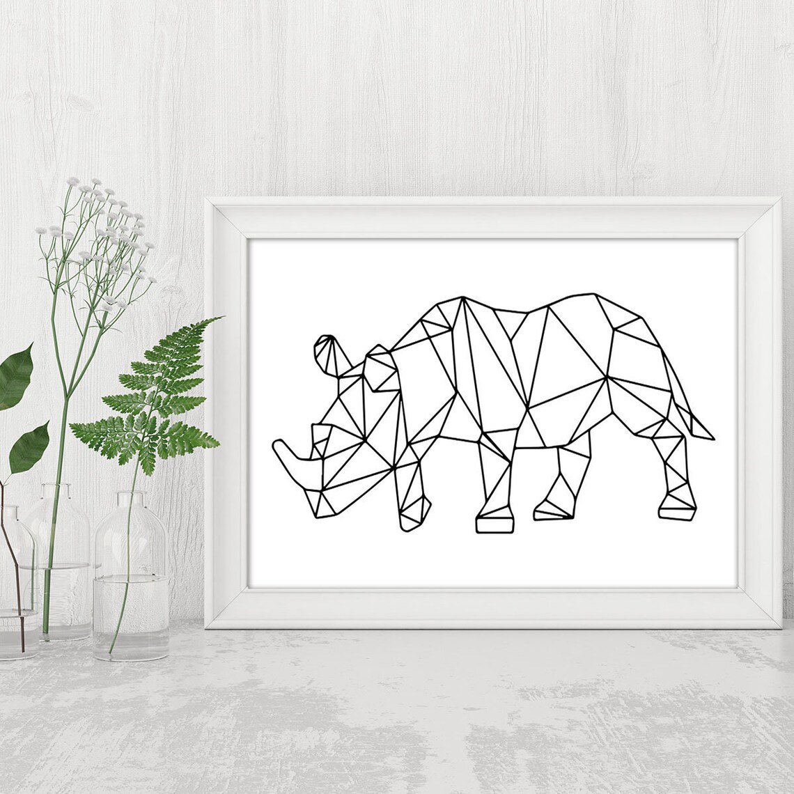 Rhino Geometric Rhino Rhino Wall Art Rhino Decor Rhino - Etsy