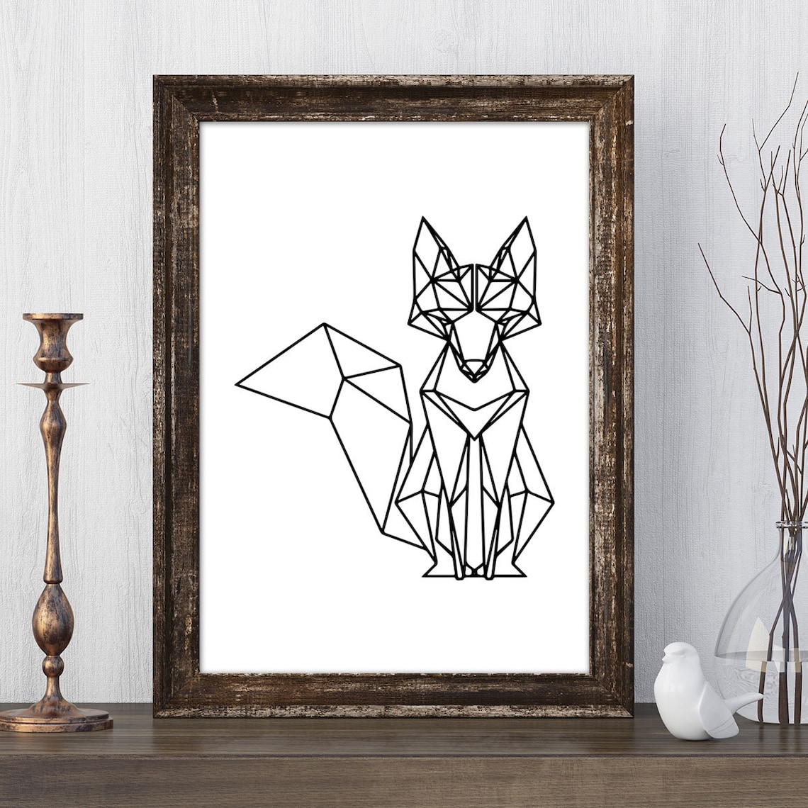 Fox Geometric Fox Fox Wall Art Fox Decor Fox Outlines | Etsy