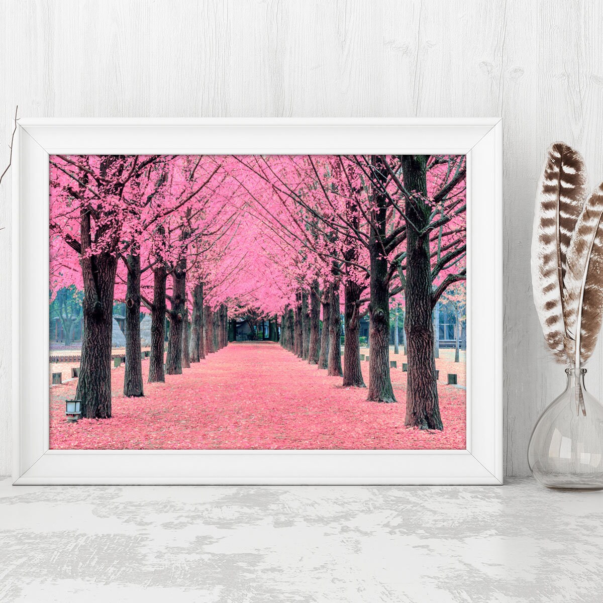Pink Decor Pink Trees Pink Flower Japanese Tree Art & | Etsy