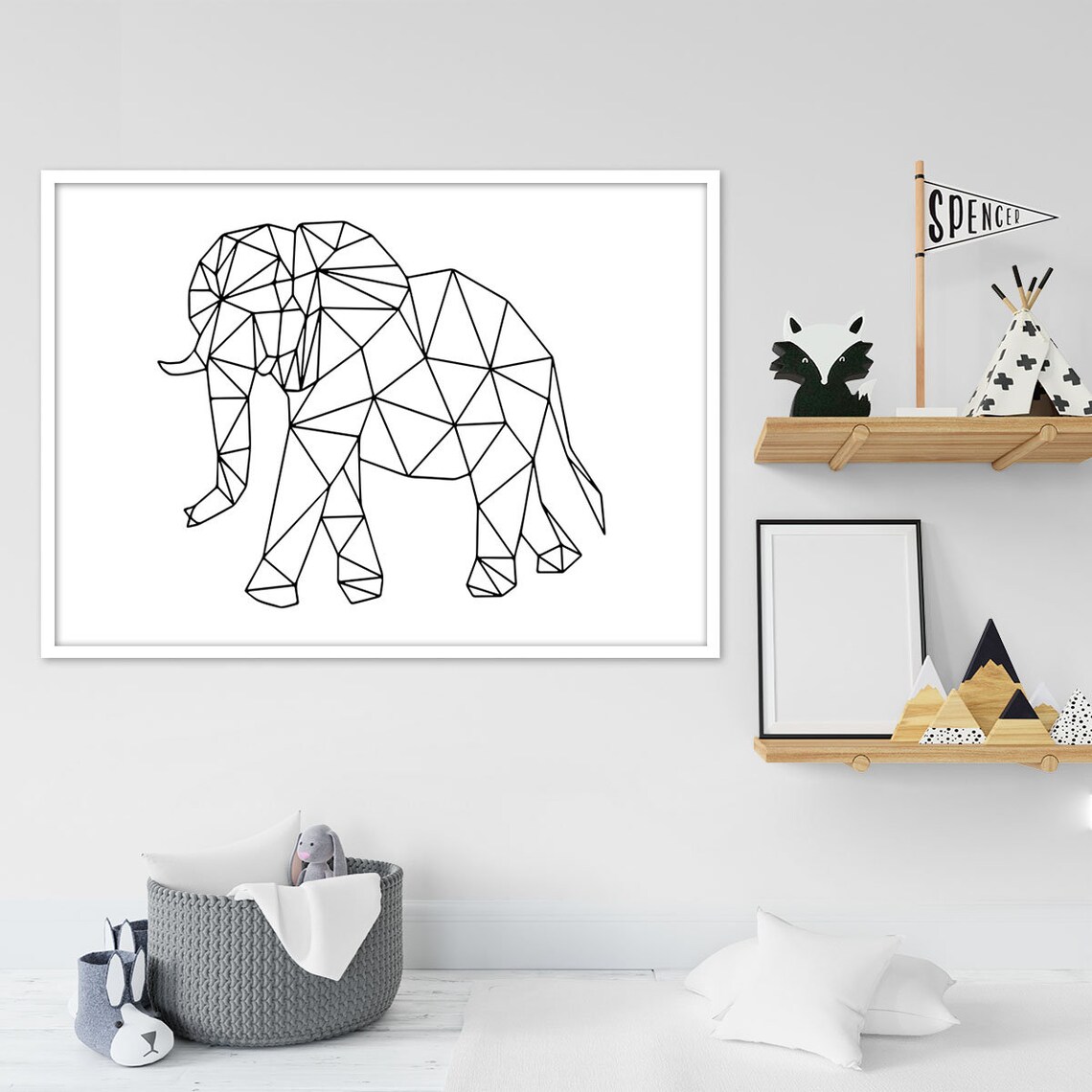 Elephant, Geometric Elephant, Elephant Wall Art, Elephant Decor ...