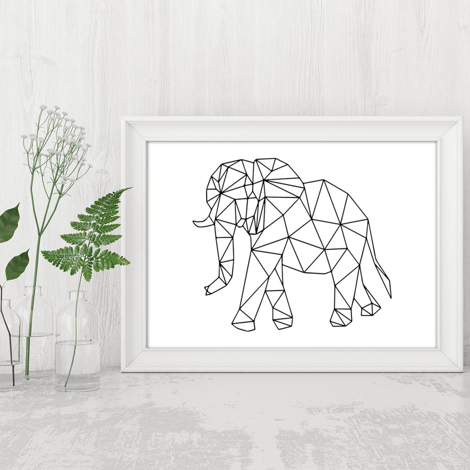 Elephant, Geometric Elephant, Elephant Wall Art, Elephant Decor ...