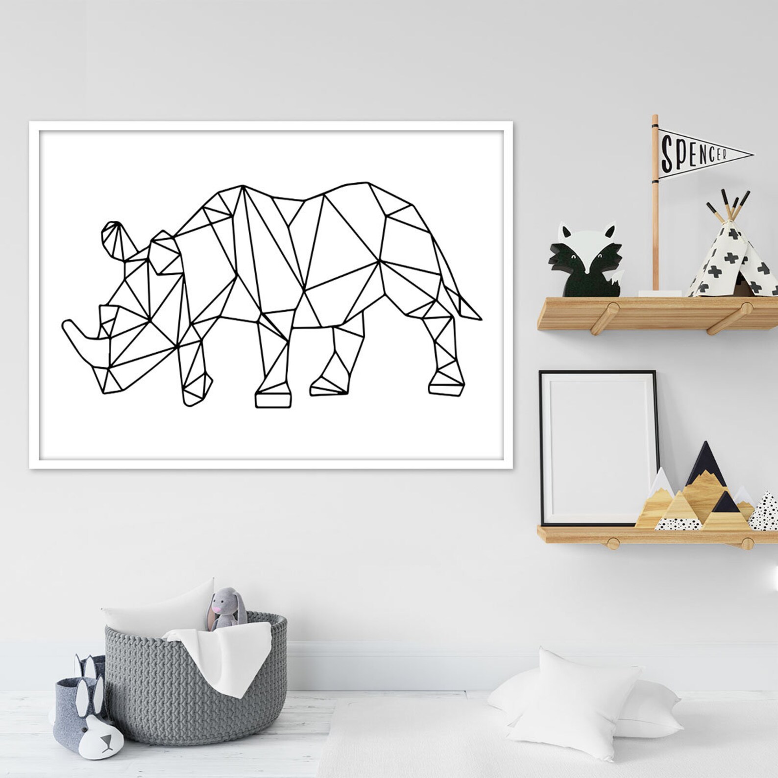 Rhino Geometric Rhino Rhino Wall Art Rhino Decor Rhino - Etsy