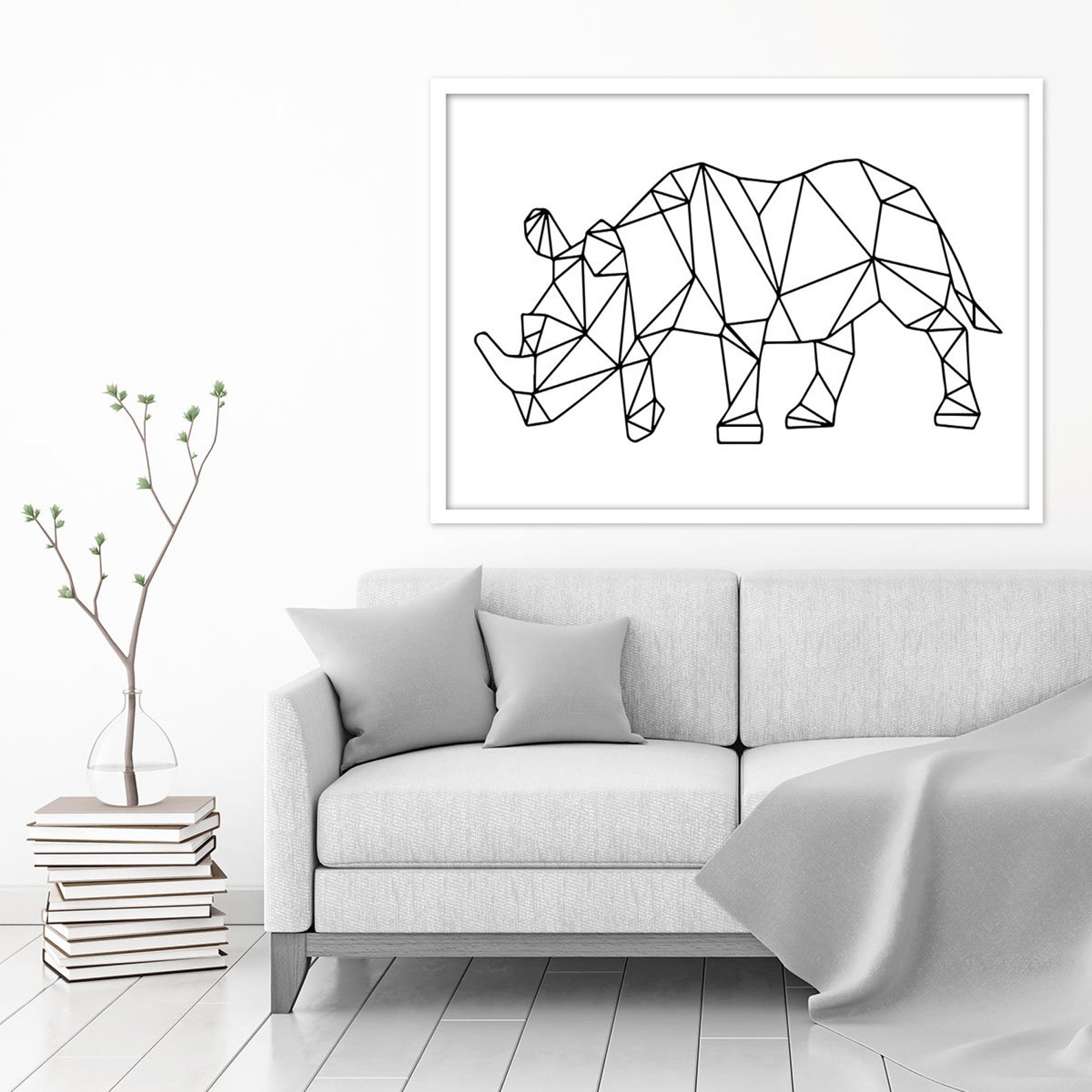 Rhino Geometric Rhino Rhino Wall Art Rhino Decor Rhino - Etsy