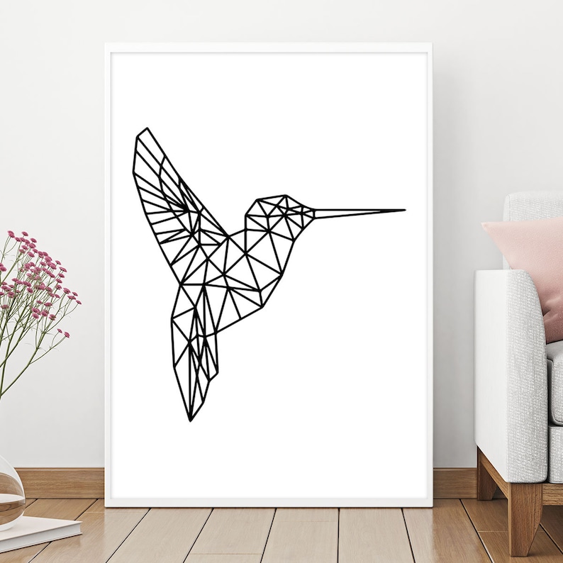 Hummingbird Geometric Hummingbird Hummingbird Wall Art | Etsy