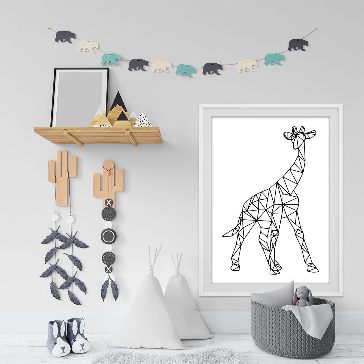 Giraffe Geometric Giraffe Giraffe Wall Art Giraffe Decor | Etsy