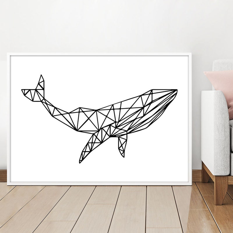 Geometric Whale - Etsy