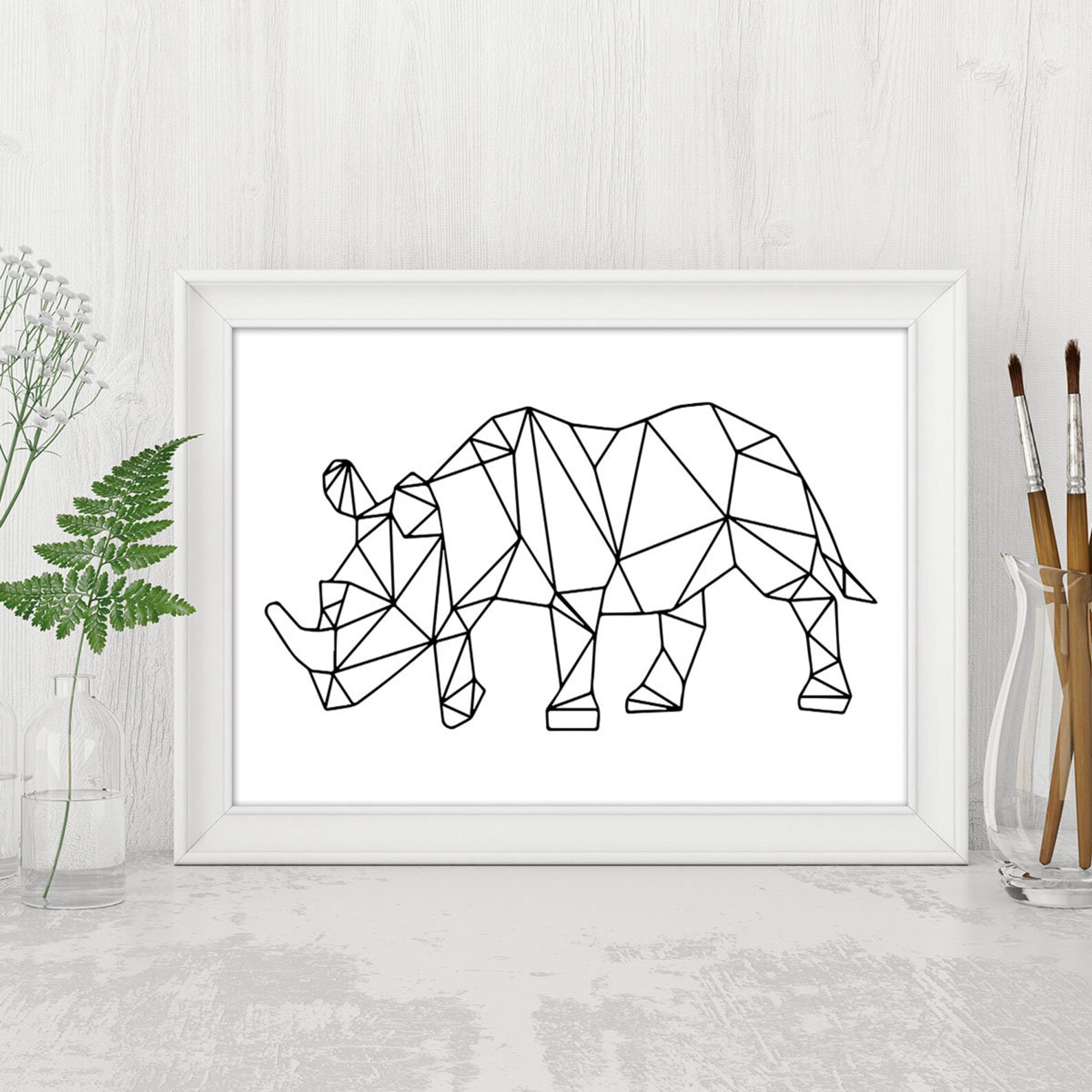 Rhino Geometric Rhino Rhino Wall Art Rhino Decor Rhino - Etsy