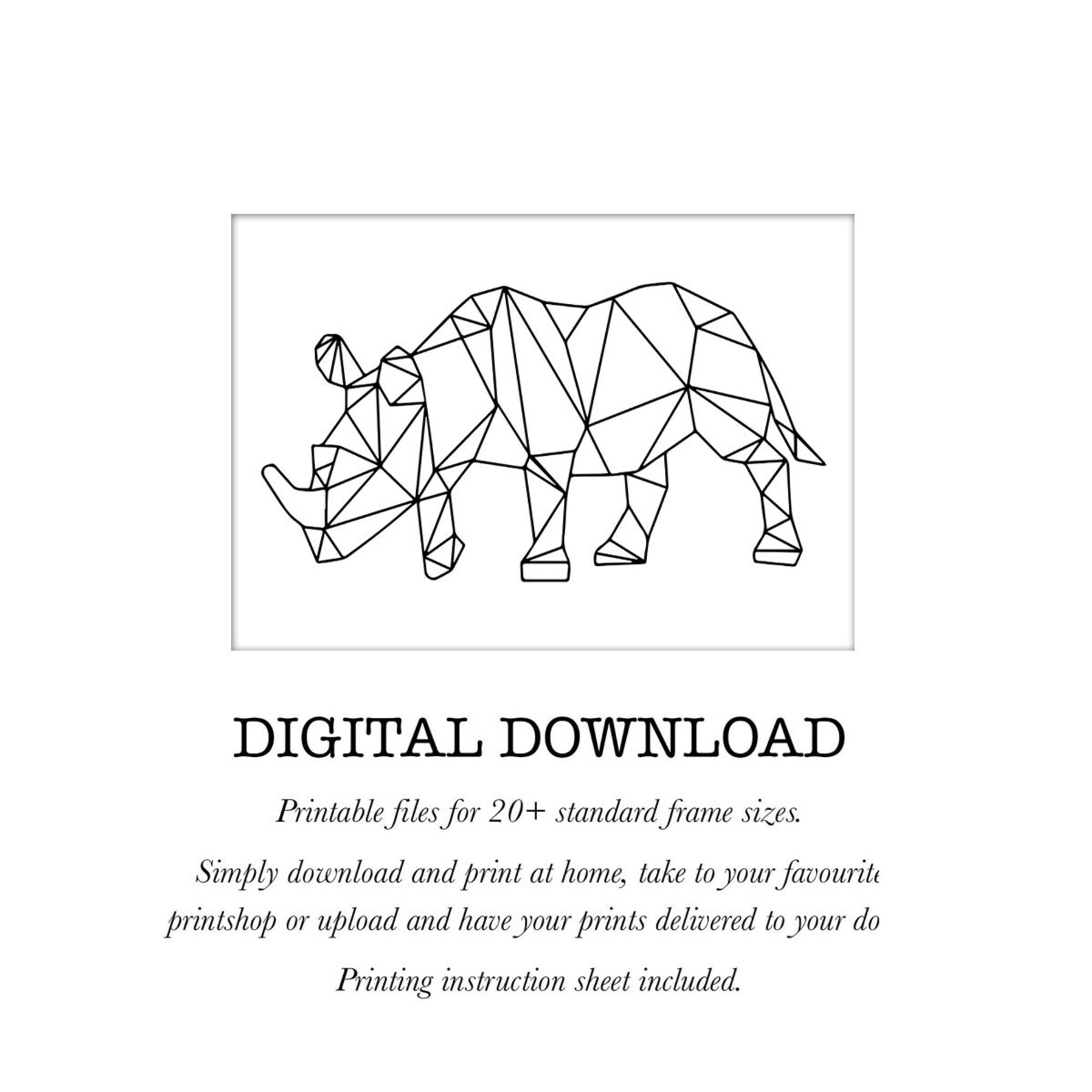 Rhino Geometric Rhino Rhino Wall Art Rhino Decor Rhino - Etsy