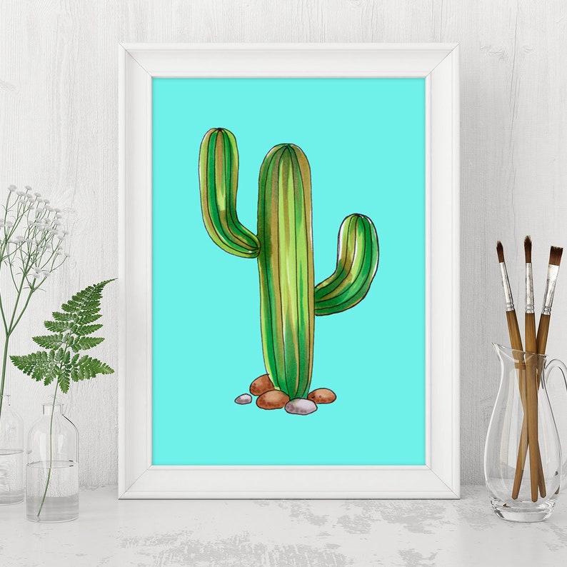 Watercolor Cactus Cactus Art Cactus Nursery Decor Wall | Etsy